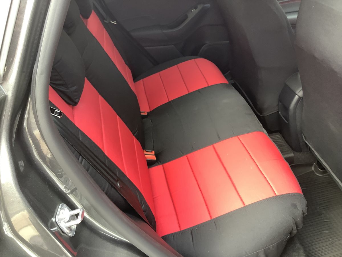 2-Tone Car Seat Covers: Black and Red - Semi-custom Fit - Full Set ...