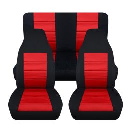 2-Tone Car Seat Covers: Black and Red - Semi-custom Fit - Full Set ...