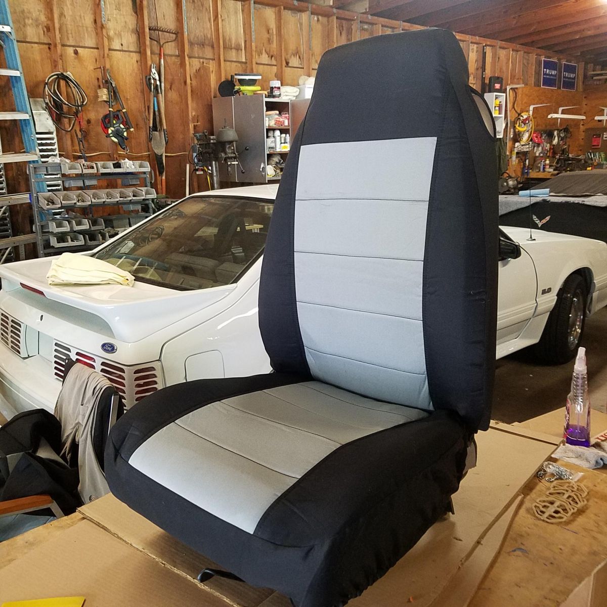 2-Tone Car Seat Covers: Black and Red - Semi-custom Fit - Front - Will ...