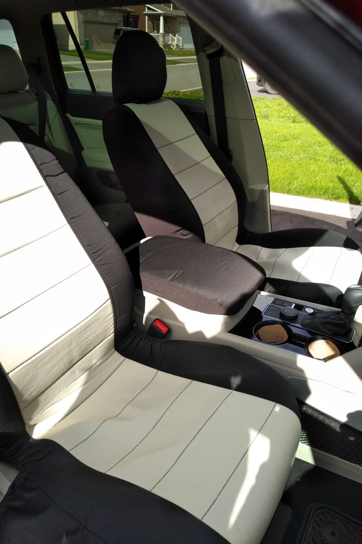 2-Tone Car Seat Covers: Black and Red - Semi-custom Fit - Front - Will ...