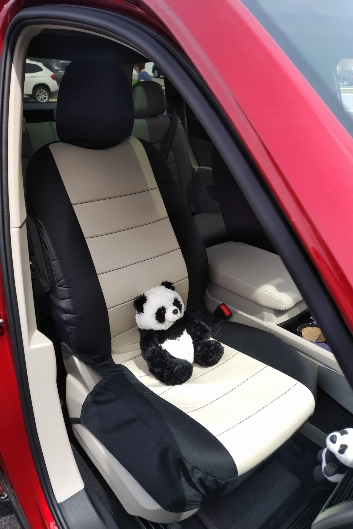 2-Tone Car Seat Covers: Black and Red - Semi-custom Fit - Front - Will ...