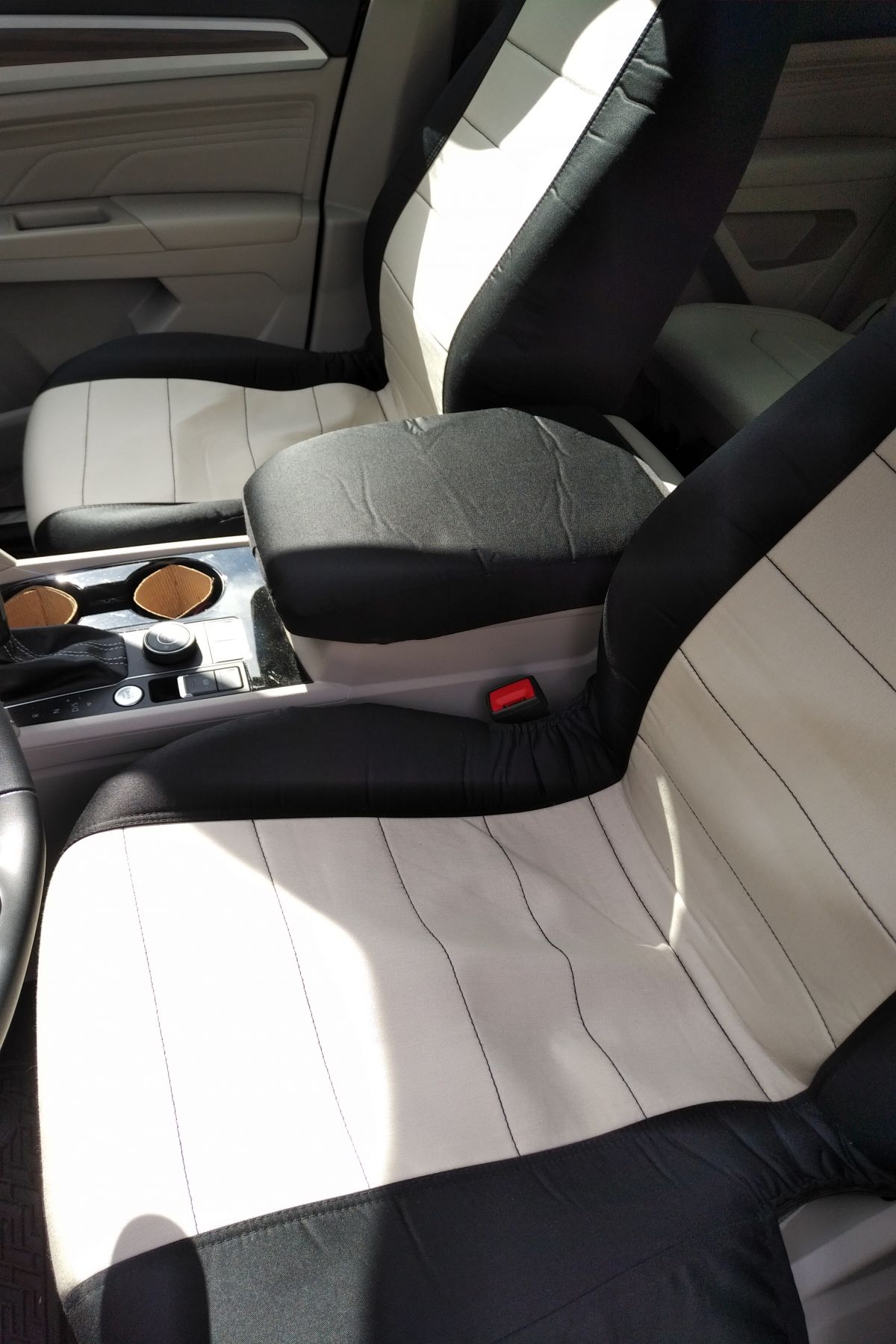 2-Tone Car Seat Covers: Black and Red - Semi-custom Fit - Front - Will ...