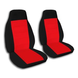Two-Tone Car Seat Covers: Black & Red - Semi-custom Fit - Front - Will ...