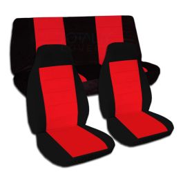 Two-Tone Car Seat Covers: Black & Red - Semi-custom Fit - Full Set ...