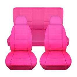 Solid Car Seat Covers w 2 Front Headrest Covers: Hot Pink - Semi-custom ...