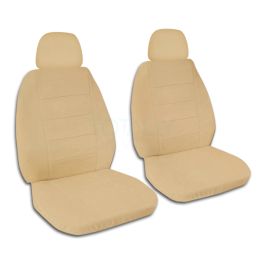 Solid Color Car Seat Covers w 2 Separate Headrest Covers: Tan - Semi ...